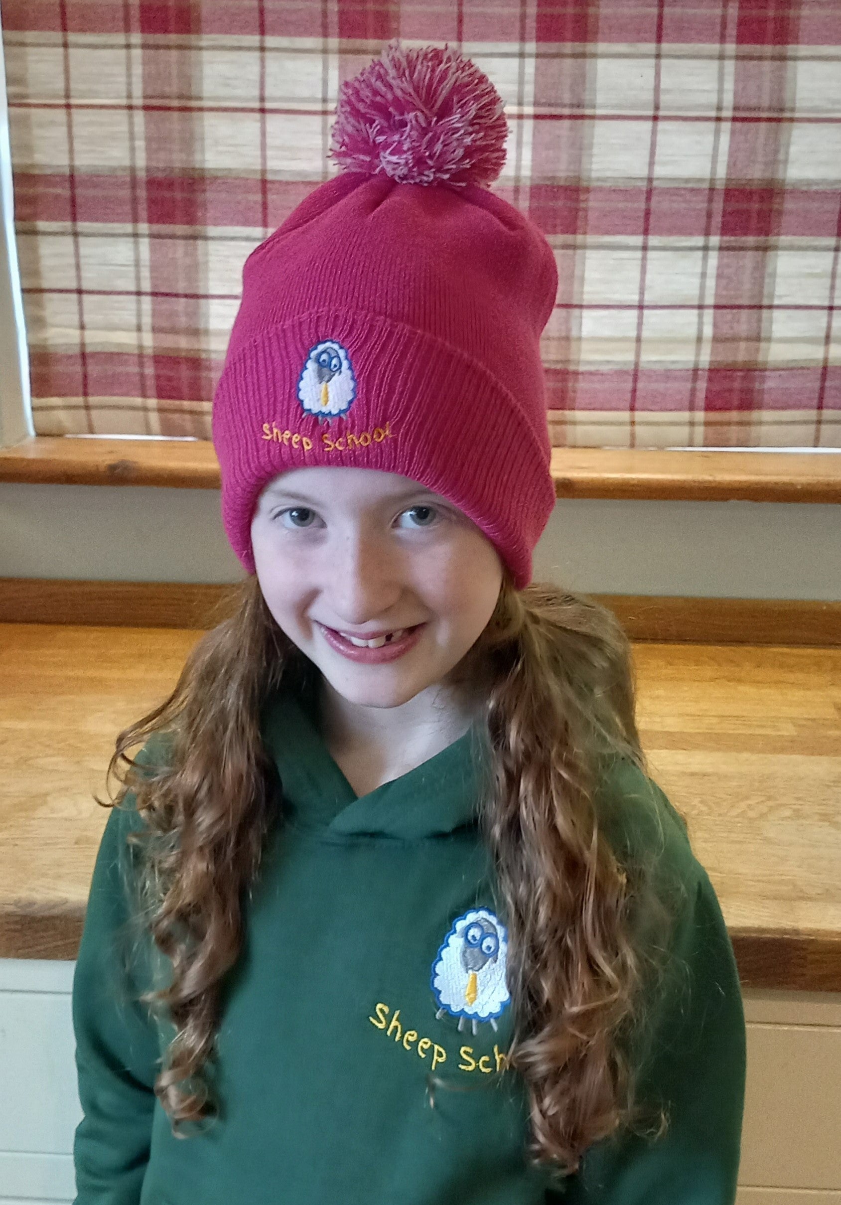 Kids Bobble Hat In Pink Sheep School kids-bobble-hat-in-pink-sheep-school